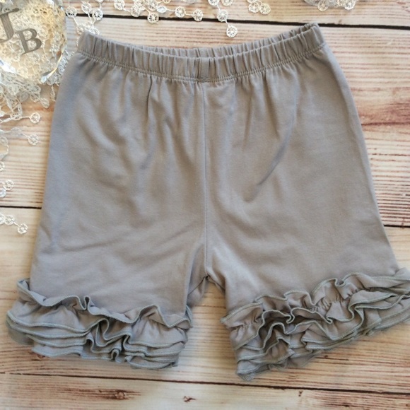 Bottoms | Boutique Girls Light Gray Triple Ruffle Shorts | Poshmark